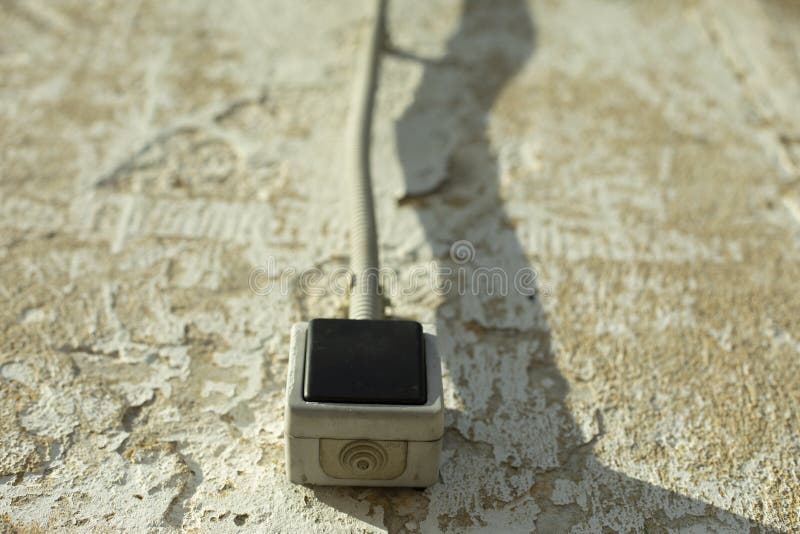 Wall Switch. Black Button with Wire Stock Image - Image of connect ...