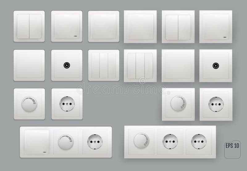 Wall Switch. Power Electrical Socket Stock Vector - Illustration of ...