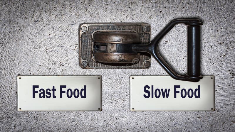Wall Switch Slow Versus Fast Food Stock Photo - Image of burger ...