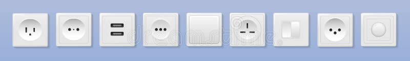 AC Sockets with Power Plugs. Outlet and Connector Types from Different ...