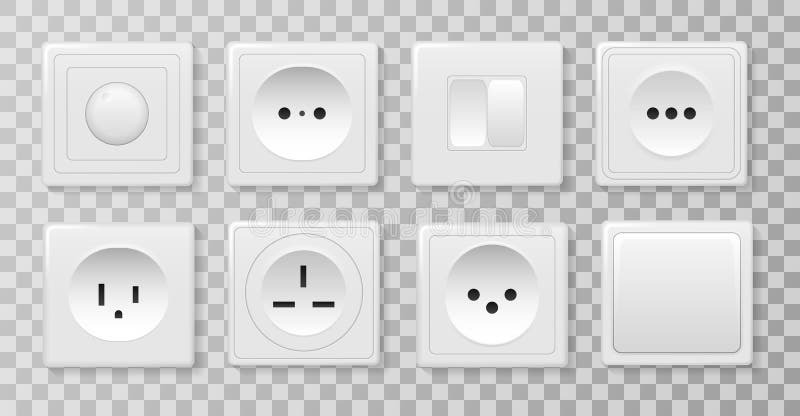 Wall switch, sockets. stock vector. Illustration of collection - 183981486