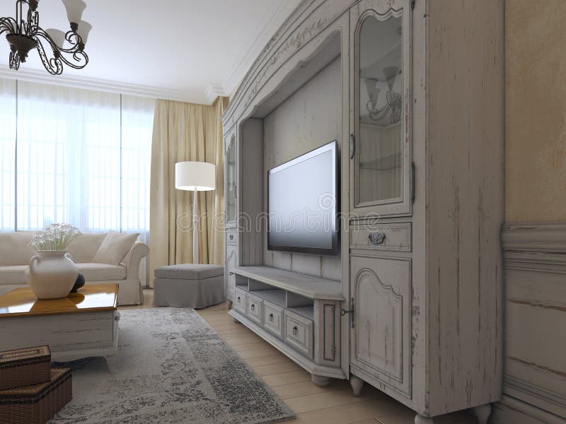 Wall System in Luxury Lounge Stock Illustration - Illustration of chic ...