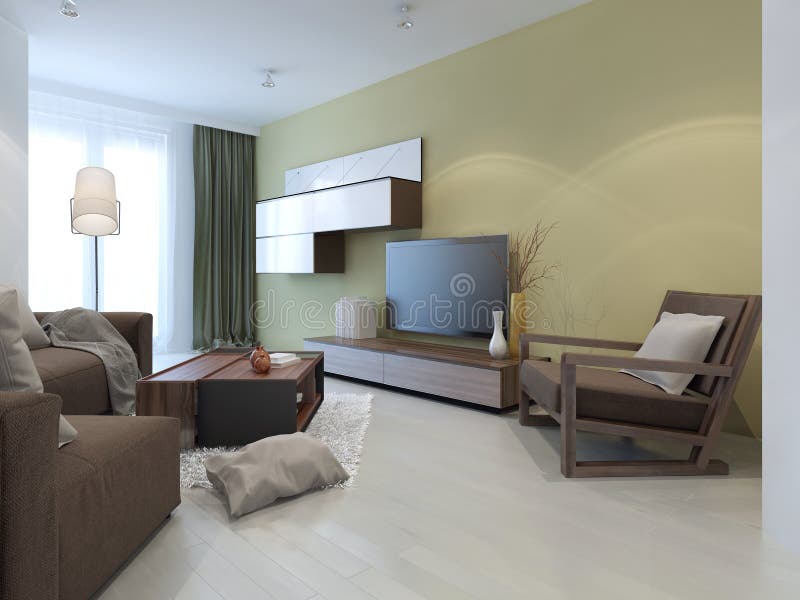 Wall System in Modern Living Room Stock Illustration - Illustration of ...