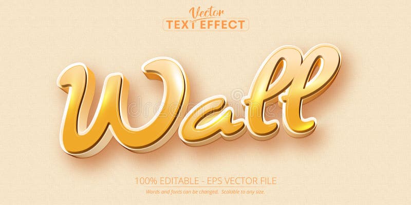 Wall Text, Cartoon Style Editable Text Effect Stock Vector ...