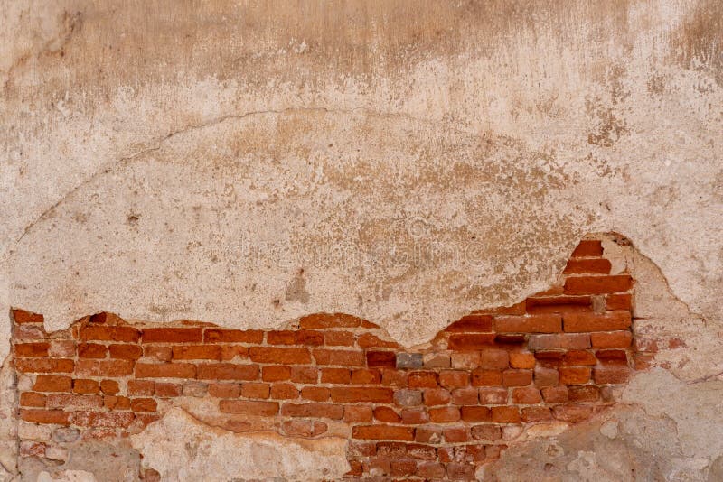 Wall Texture with Ancient Plaster and with Exposed Red Brick Stock ...
