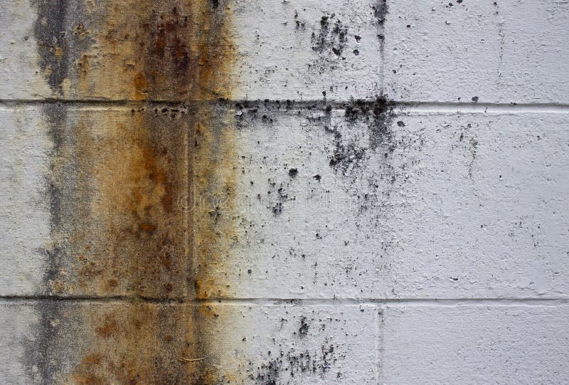 Wall Texture Background of White Blocks and Rust Stain Stock Image ...