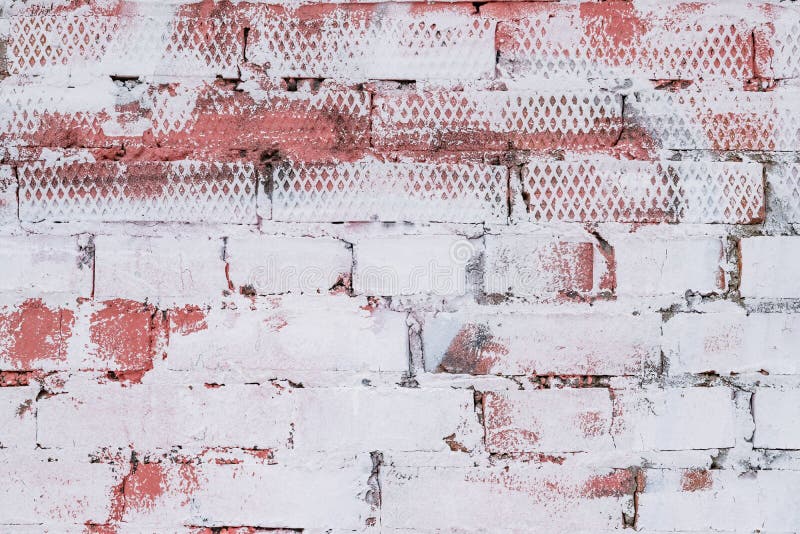Wall Texture with Brick Patterns with Unevenly Painted White Paint ...