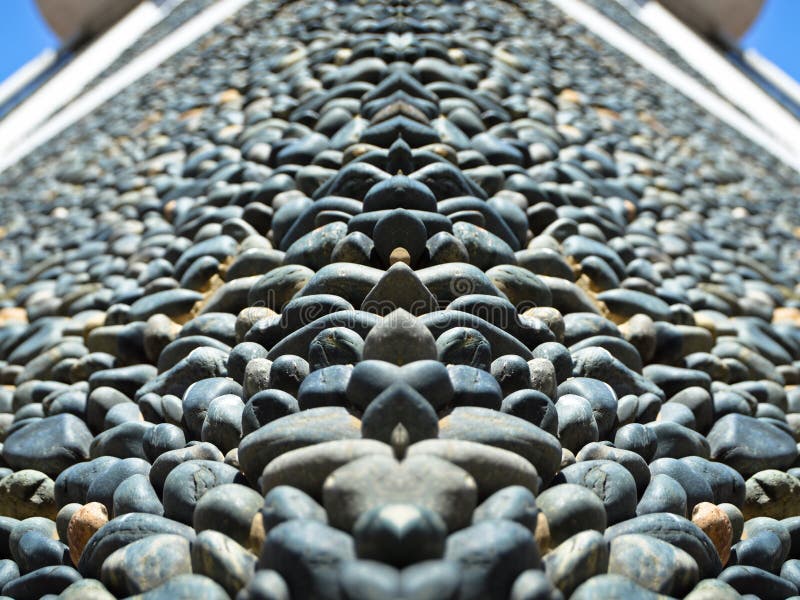 Wall Texture Decorated with Blue Pebbles, Pebbles Glued To the Wall ...