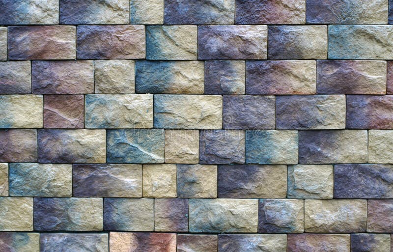 Wall Texture of Different Colored Stone Blocks Stock Image - Image of ...