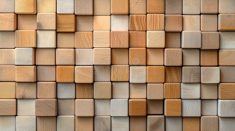 Wall Texture with Light Wood Cubes for Background Stock Illustration ...