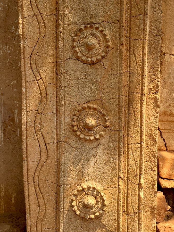 Flower and Curve Lines Pattern and Texture on Wall Stock Image - Image ...