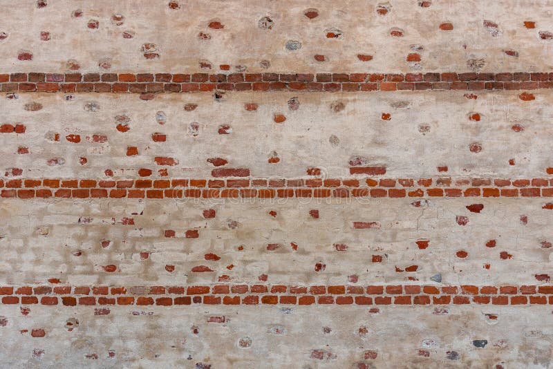 Wall Texture with Plaster and Exposed Red Old Brick Stock Photo - Image ...