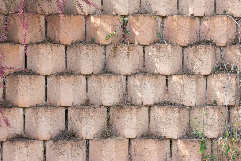 Wall Texture with Red and Orange Bricks in Geometric Shape Stock Photo ...