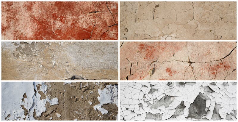 Wall Texture Set. Rough Surfaces of the Plastered and Colored Concrete ...