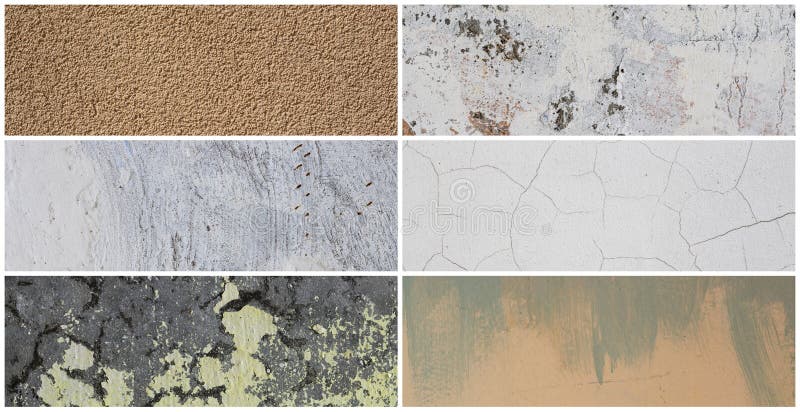 Wall Texture Set. Rough Surfaces of the Plastered and Colored Concrete ...