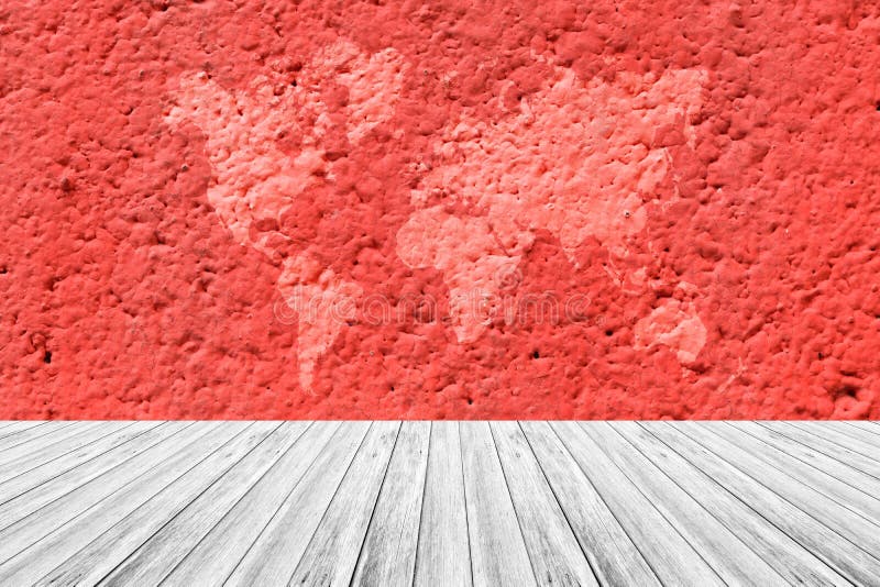 Wall Texture Surface with Wood Terrace and World Map Stock Photo ...