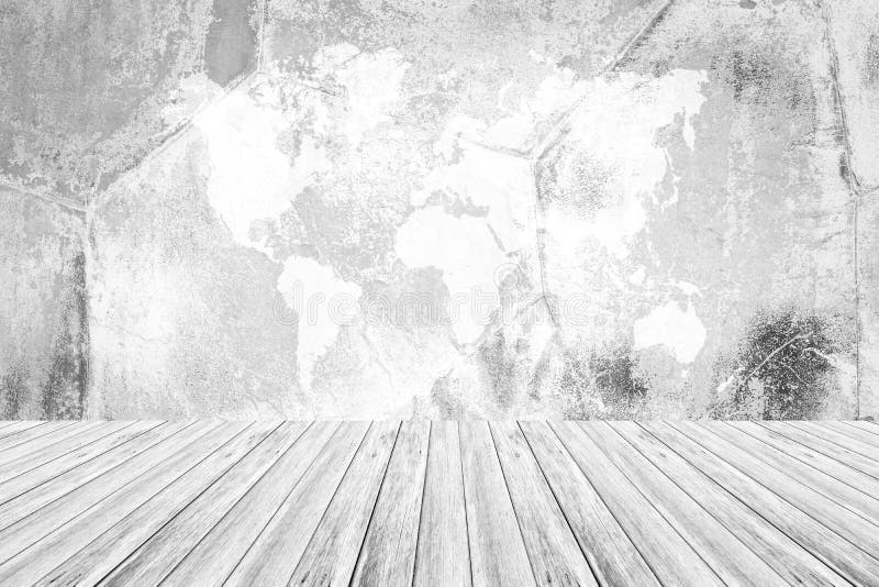 Wall Texture Surface with Wood Terrace and World Map Stock Image ...