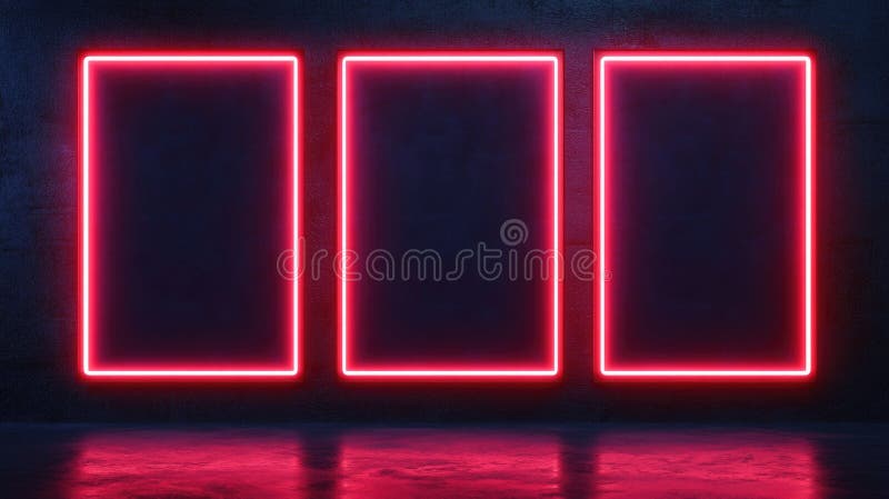 Wall with Three Neon Lights in the Middle Stock Photo - Image of ...