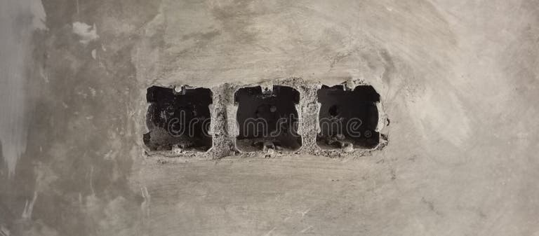 A Wall with Three Socket Switch Box Holes in it Stock Image - Image of ...