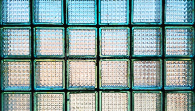 Wall of Translucent Glass Blocks Stock Image - Image of reflection ...