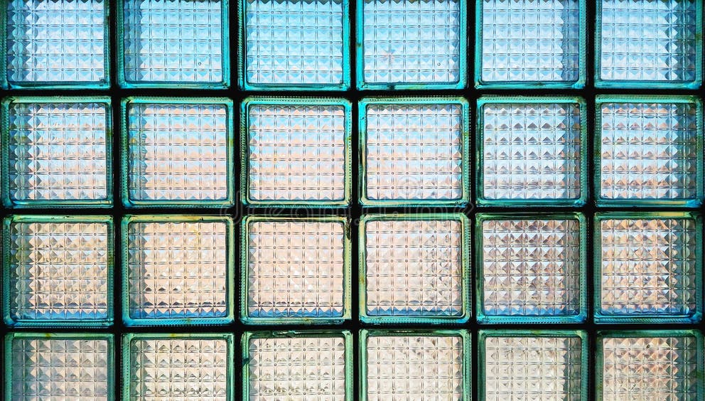 Wall of Translucent Glass Blocks Stock Image - Image of reflection ...