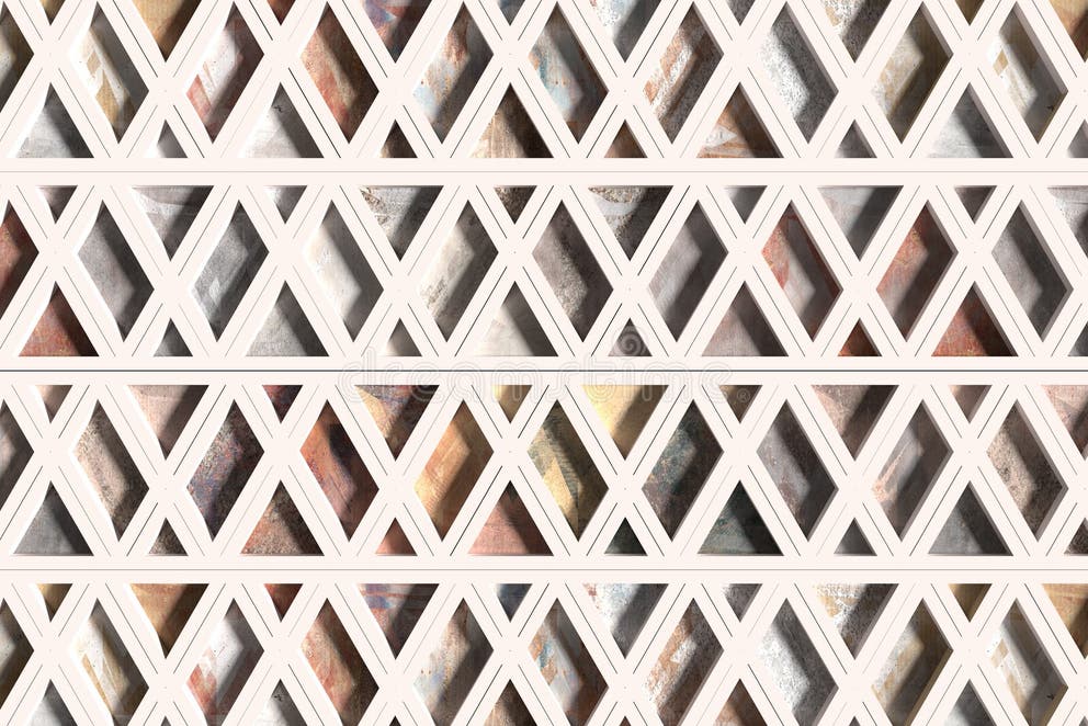 Wall with Triangles of Different Materials in White Frames Stock ...