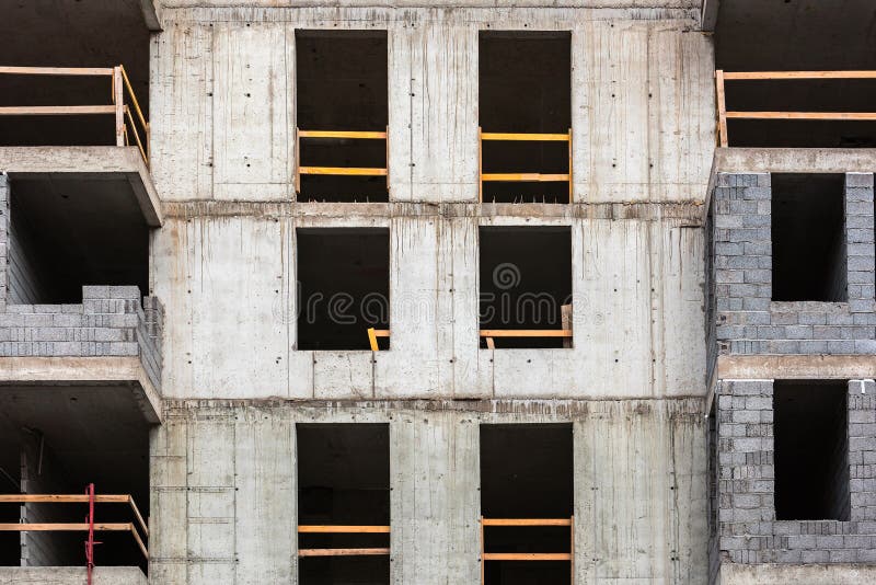 Wall of an Unfinished Modern Building Stock Image - Image of backdrop ...