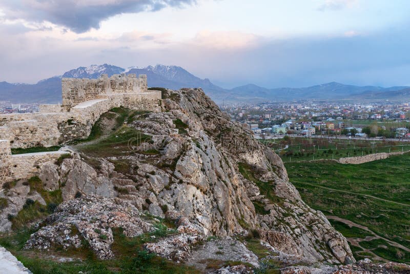 Wall of Van Castle on Sunset. Turkey Stock Image - Image of heritage ...