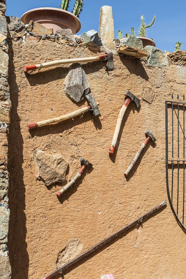 Wall with Various Tools Used in an Old Mine Editorial Photography ...