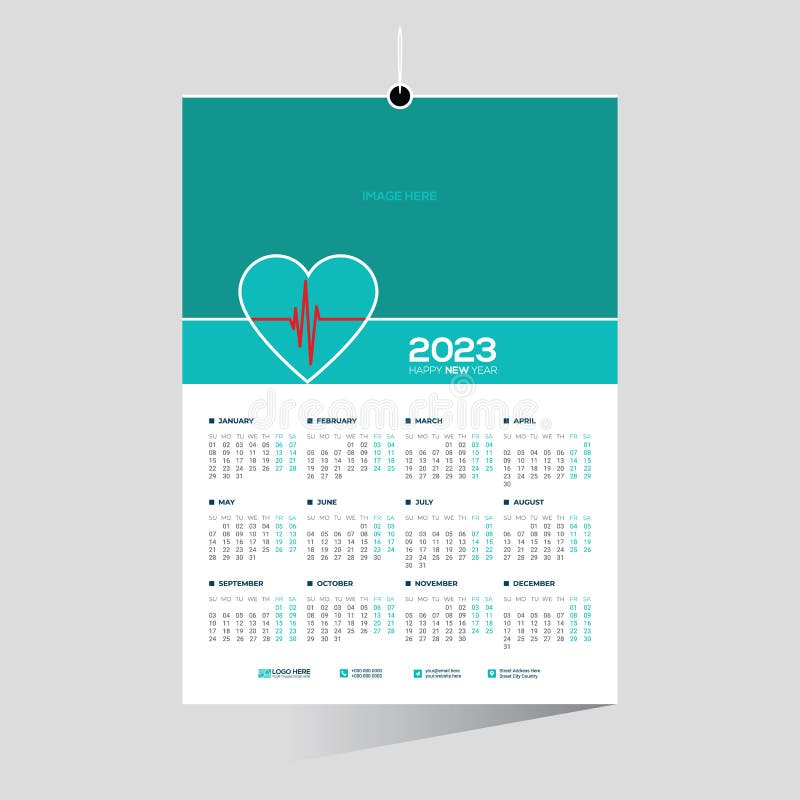 2023 Wall Vector Calendar Design Stock Illustration - Illustration of ...