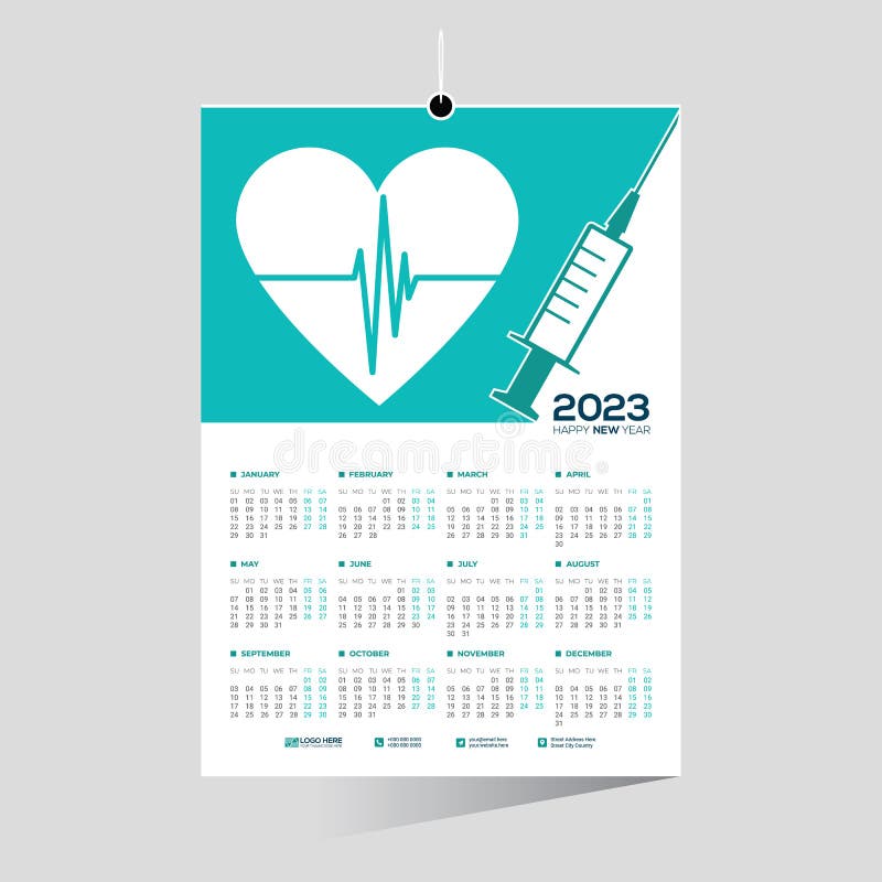 2023 Wall Vector Calendar Design Stock Illustration - Illustration of ...