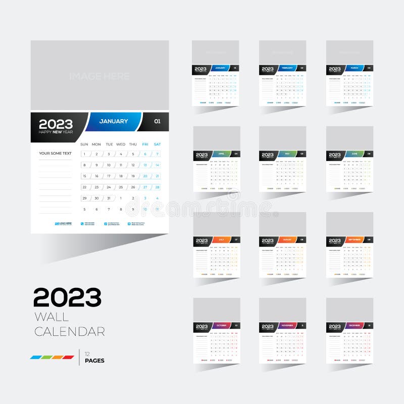 2023 Wall Vector Calendar Design Stock Illustration - Illustration of ...