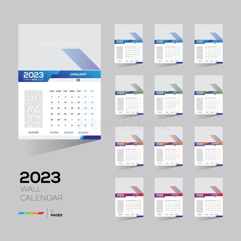 2023 Wall Vector Calendar Design Stock Illustration - Illustration of ...