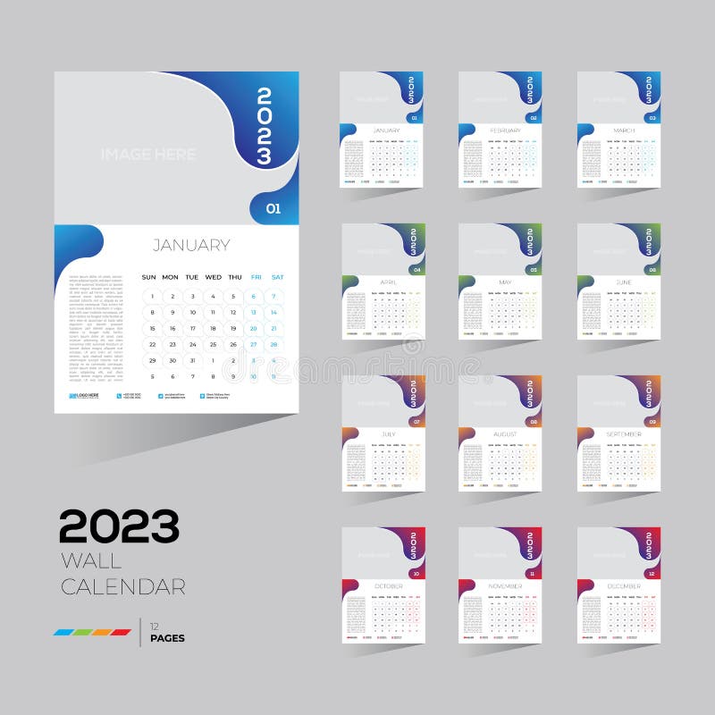2023 Wall Vector Calendar Design Stock Illustration - Illustration of ...