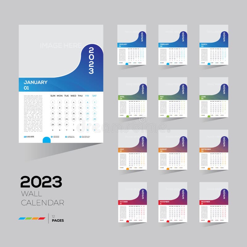 2023 Wall Vector Calendar Design Stock Illustration - Illustration of ...