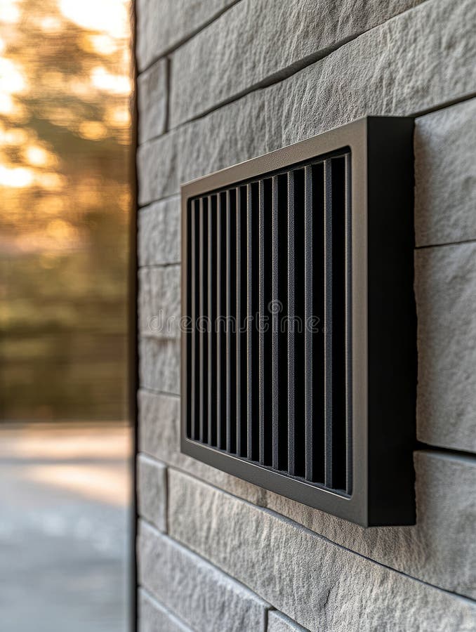 Wall Vent on Textured Stone Surface at Sunset. Stock Photo - Image of ...