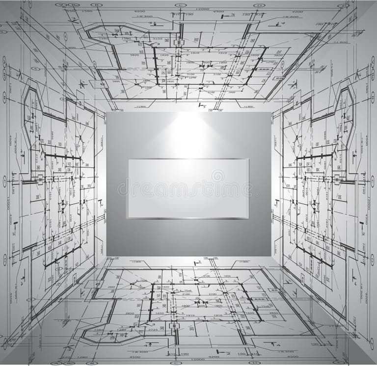 Wall with Wallpaper Blueprint and Light. Vector Stock Vector ...