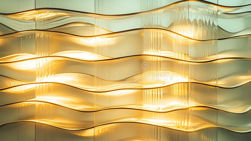 A Wall with a Wave Pattern Made of Glass Stock Illustration ...
