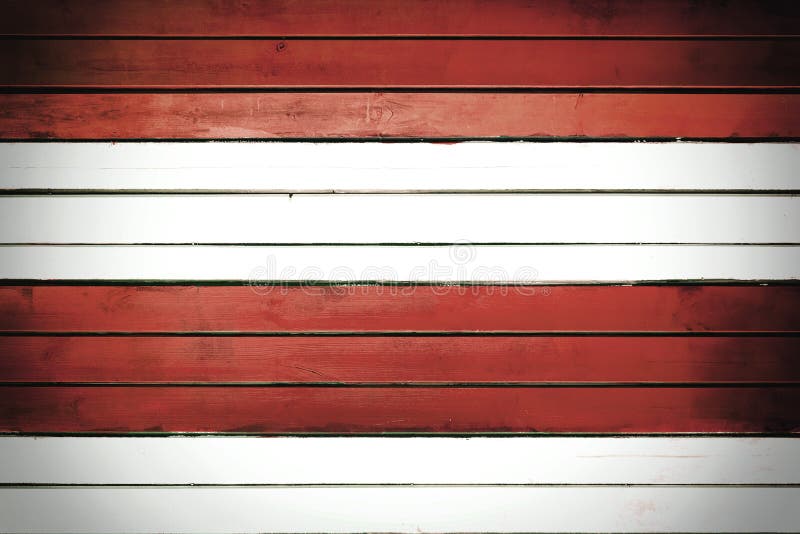 Wall of White and Red Horizontal Slats. Texture of Painted Thin Boards ...