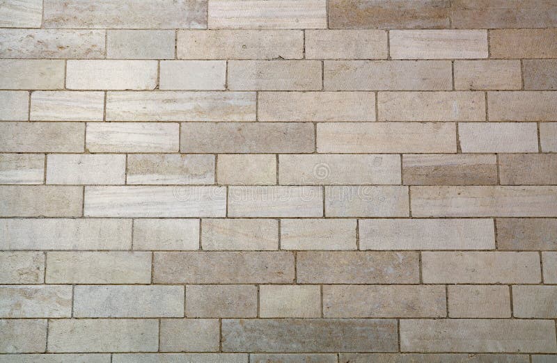 Wall Of White Travertine Adarce Stone Bricks Stock Image - Image of ...