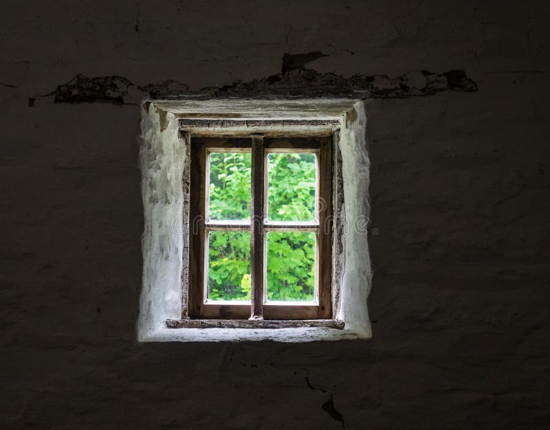The Wall and Window of an Old Farmhouse Inside with Grape Leaves Stock ...
