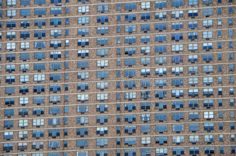 Wall of Windows Apartment Building Background Stock Image - Image of ...