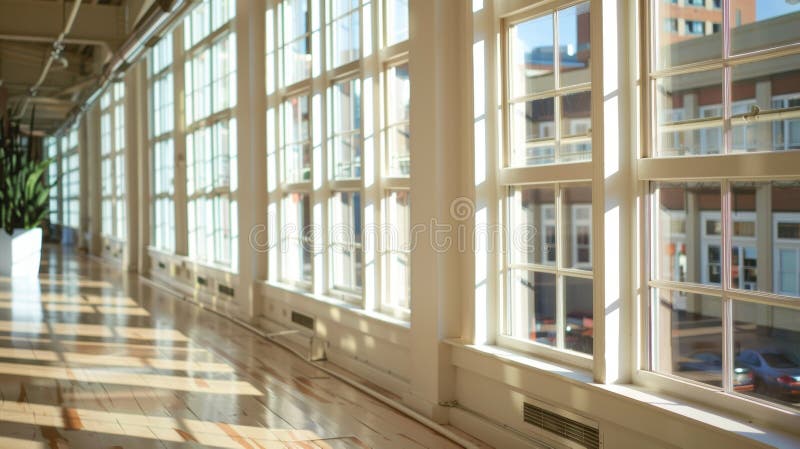 A Wall of Windows Letting in Natural Light and Giving a View of the ...