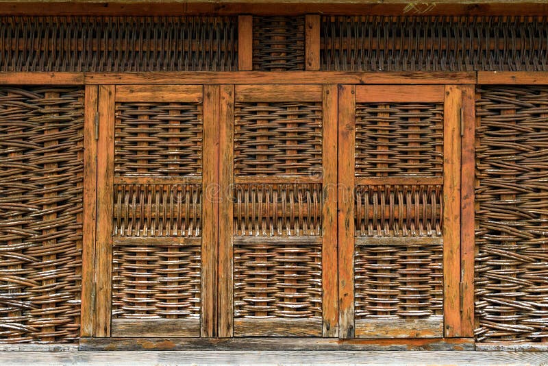 Wall and Windows Made of Wicker Cane Stock Image - Image of craft ...