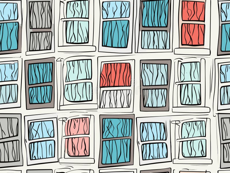 Windows Seamless Funny Pattern Stock Vector - Illustration of dark ...