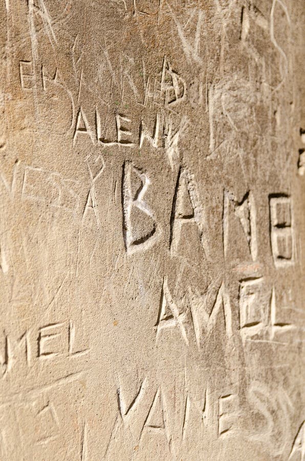 Wall with Names Carved on it Stock Photo - Image of name, sign: 260710844