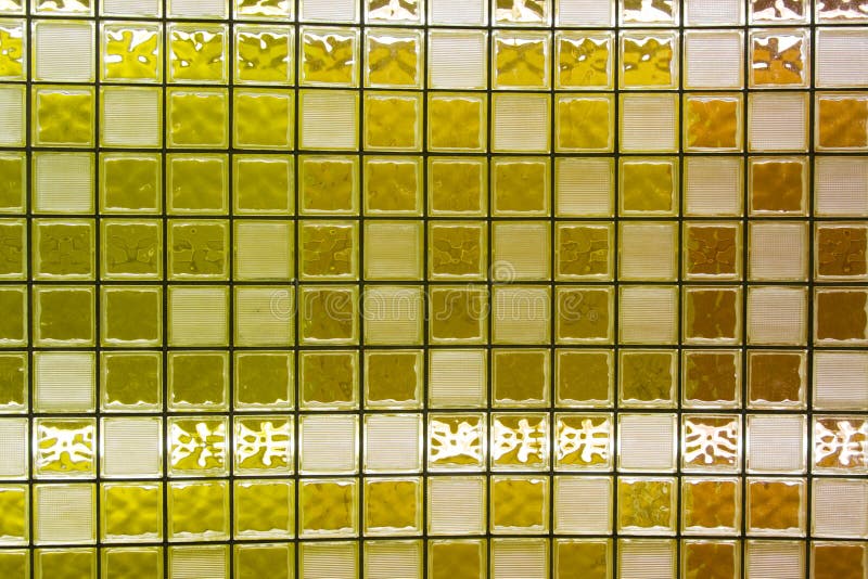 Wall of Yellow Glass Blocks Stock Image - Image of interior, artistic ...