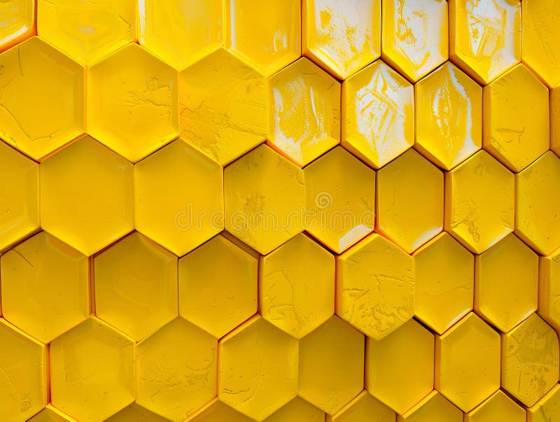 A Wall of Yellow Hexagon Tiles Stock Photo - Image of honey, wall ...