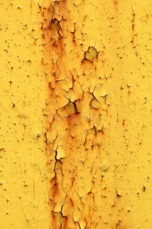 Wall with Yellow Peeling Paint with Cracks and Rust. Speckles on a ...