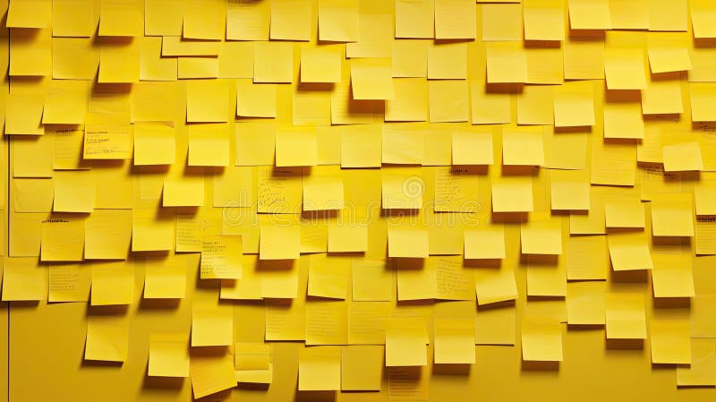 Wall yellow post it note stock illustration. Illustration of visually ...